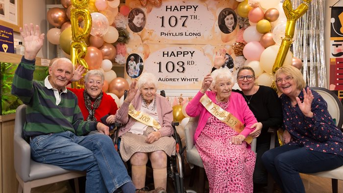 210 years of wisdom! 103 and 107-year-old care home residents welcome ...