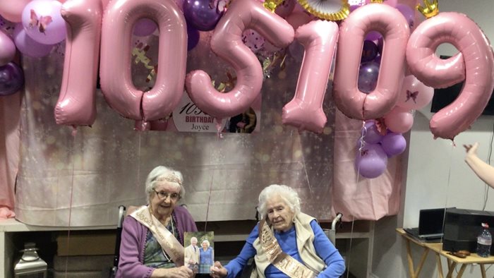 Double celebrations for Horley care home centenarians | Care UK